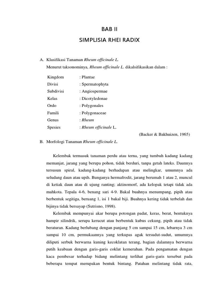 BAB II Simplisia Rhei Radix | PDF