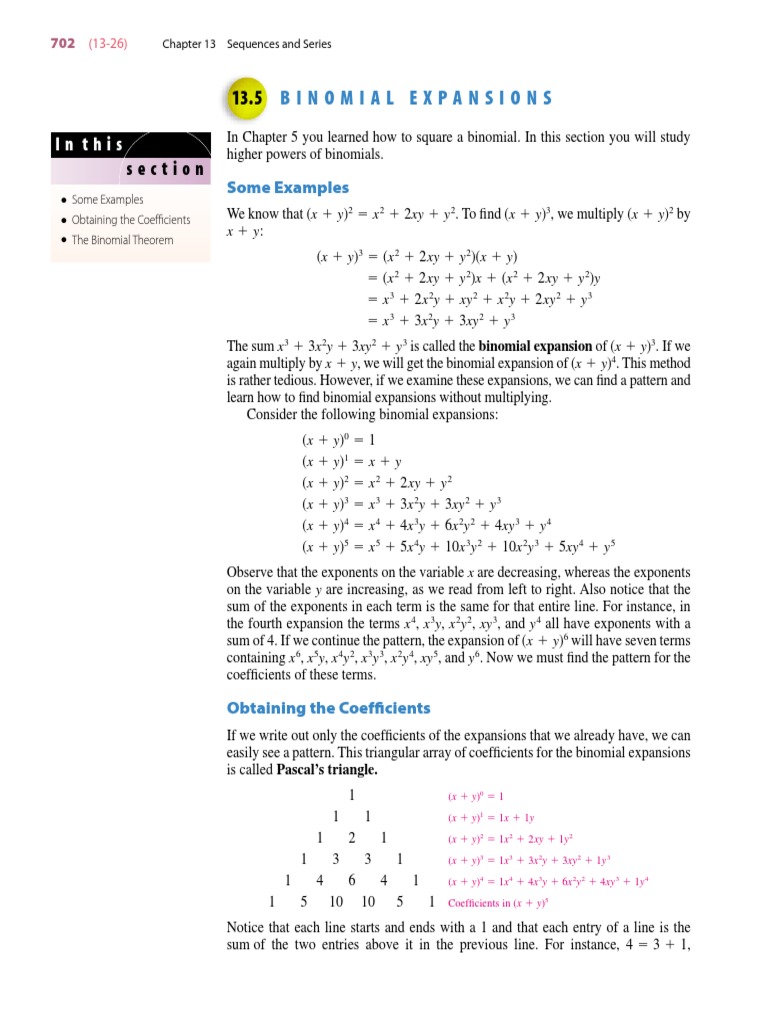 Binomial Expansions: Section | PDF | Summation | Number Theory