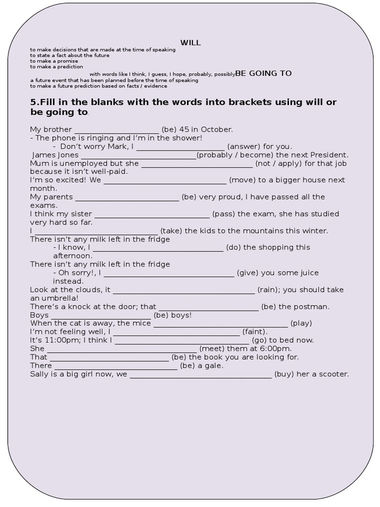 Will Vs Be Going To Key Included Fun Activities Games 8754 | PDF ...