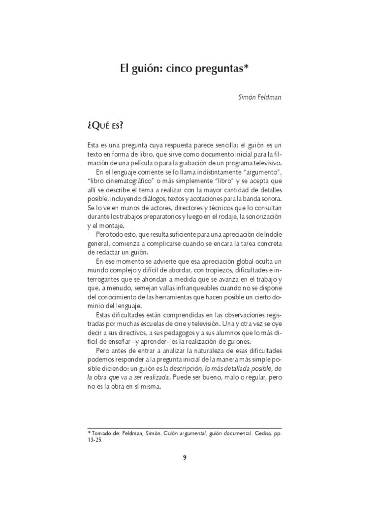 El Guion Cinco Preguntas - Simon Feldman | PDF | Director de cine | Guión