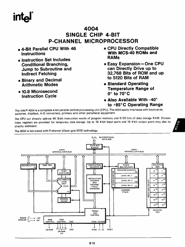 Intel 4004 Microprocessor Datasheet | PDF | Central Processing Unit ...