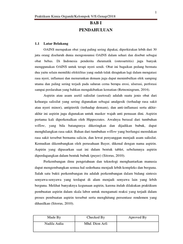 Aspirin Fix Bab 1 Dan Dapus | PDF
