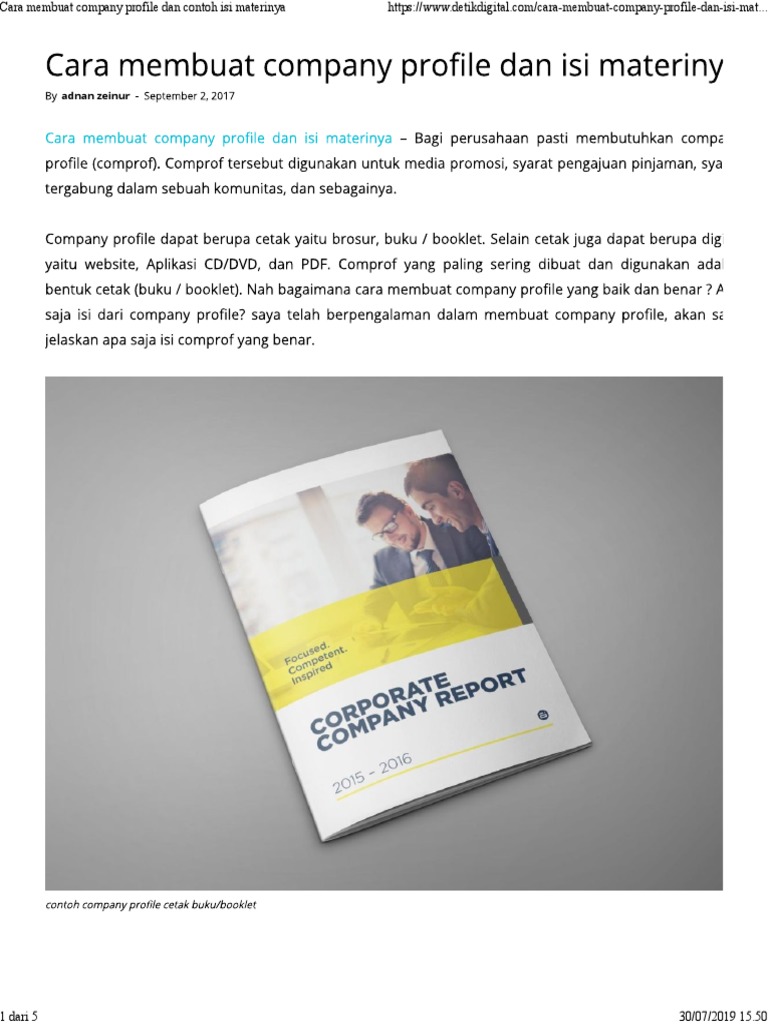 Cara Membuat Company Profile Dan Isi Materinya | PDF