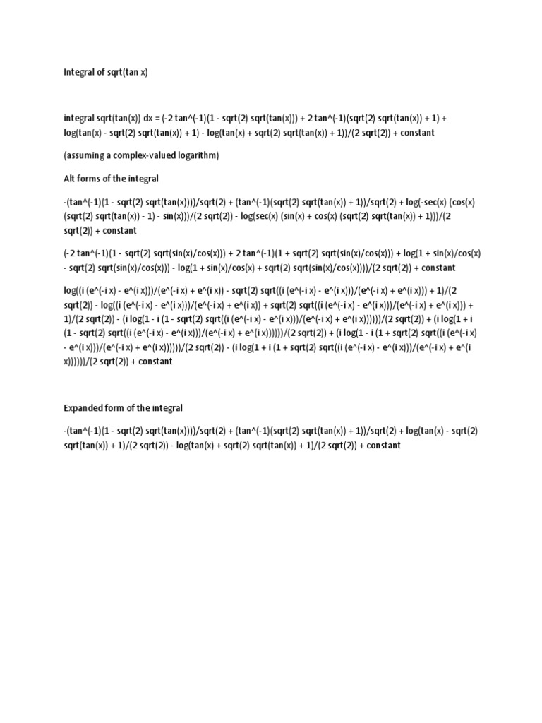 Integral of SQRT (Tanx) | PDF | Differential Geometry | Lie Groups