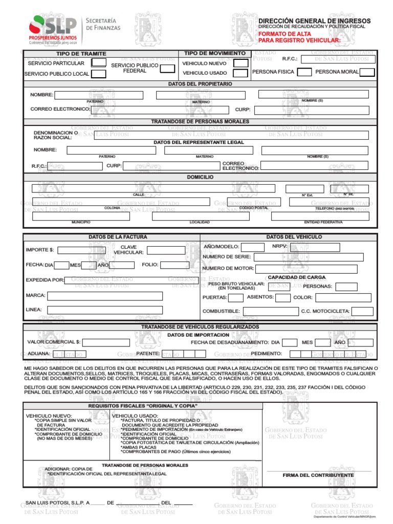 Formato Alta Vehicular | PDF | Gobierno | Business