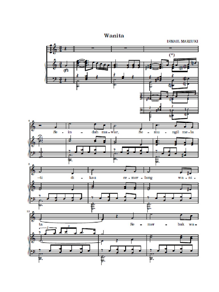 Partitur Lagu Seriosa Indonesia - Wanita | PDF
