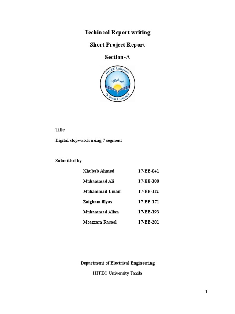 Techincal Report Writing Short Project Report Section-A | PDF ...