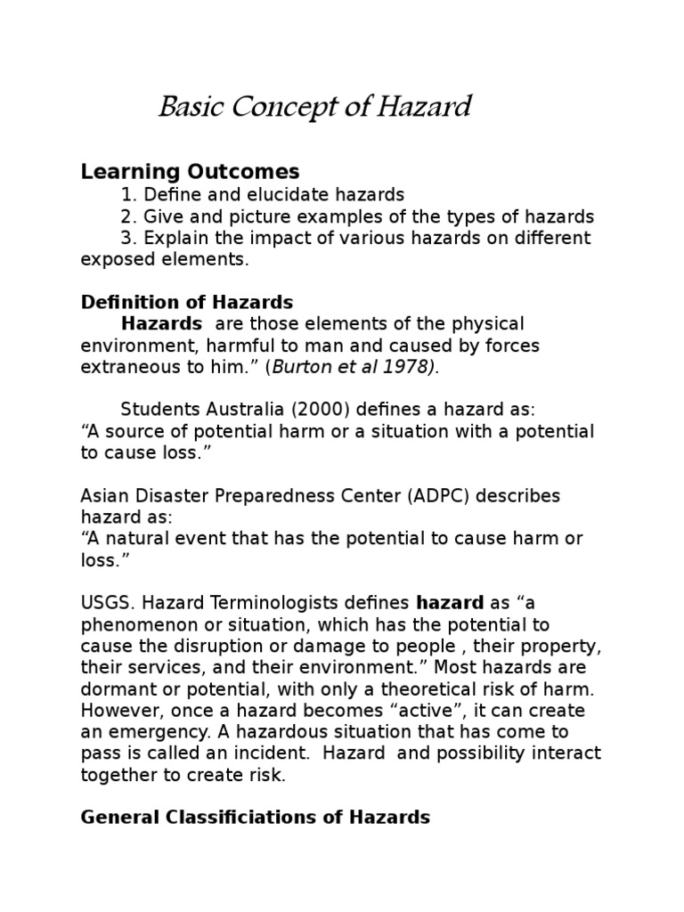 Basic Concept of Hazard | PDF