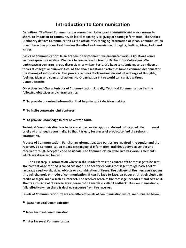 Introduction To Communication | PDF | Communication | Information
