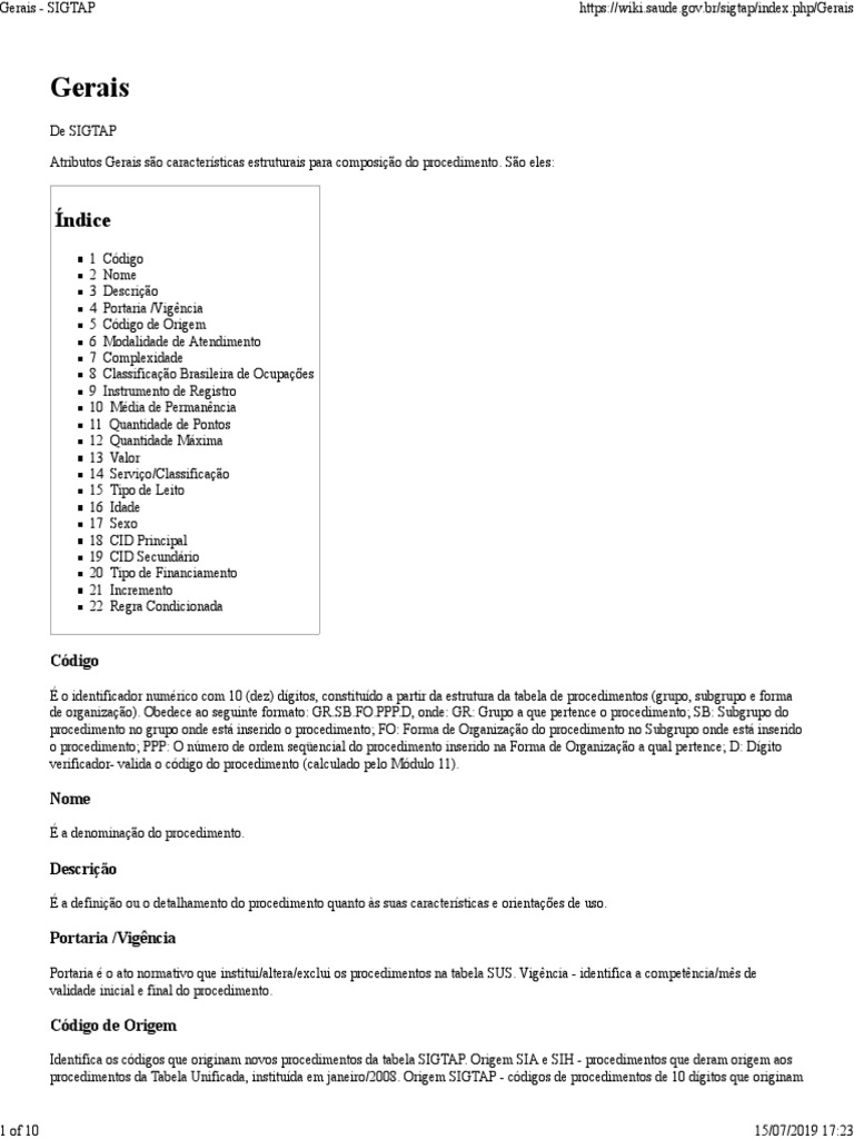 Sigtap Descrição | Download grátis PDF | Classificação Estatística ...