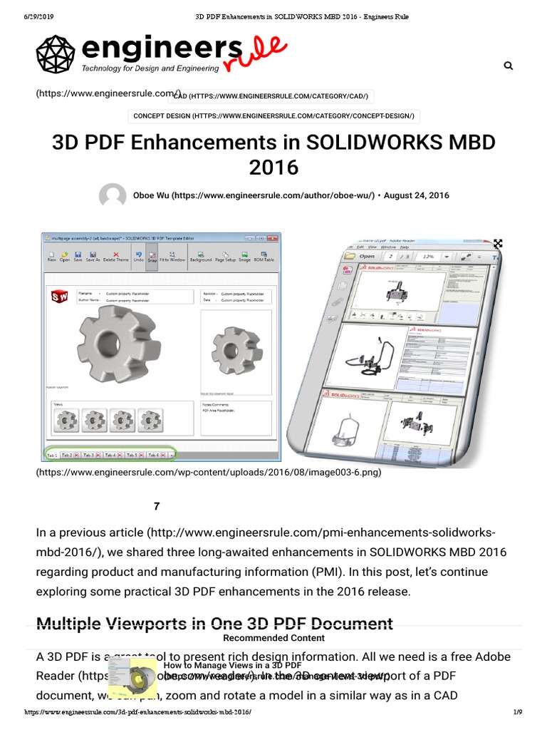3D PDF Enhancements in SOLIDWORKS MBD 2016 - Engineers Rule PDF | PDF ...