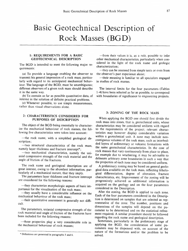 Geotechnical Description of Rock Masses | PDF | Geology | Geotechnical ...