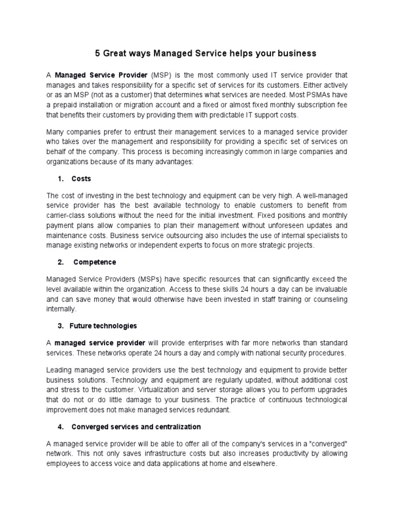 5 Great Ways Managed Service Helps Your Business | PDF | Data Center ...