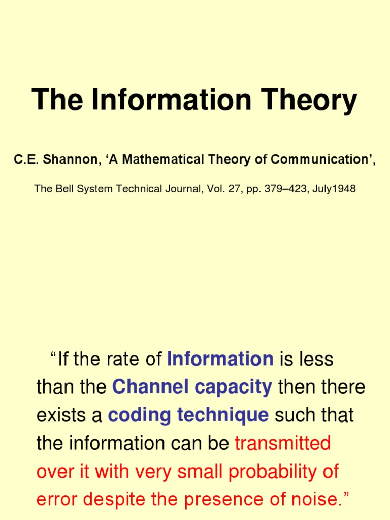 The Information Theory: C.E. Shannon, A Mathematical Theory of Communication' | PDF | Code | Entropy