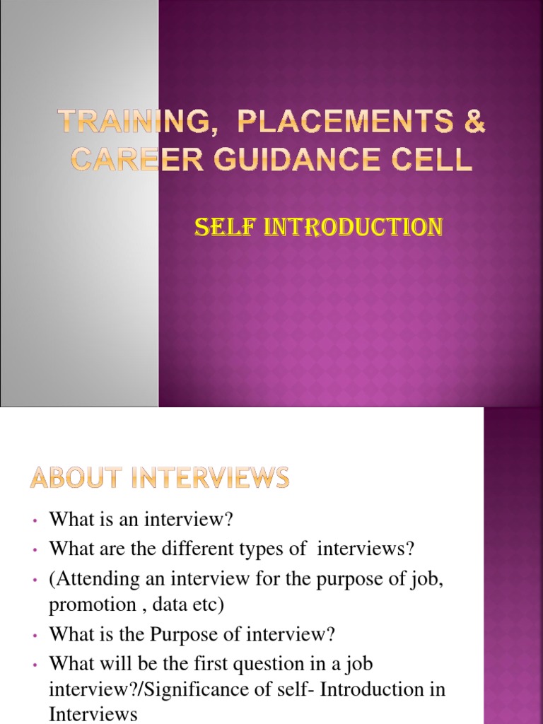 How To Self - Introduction During Interviews | PDF | Cognition ...