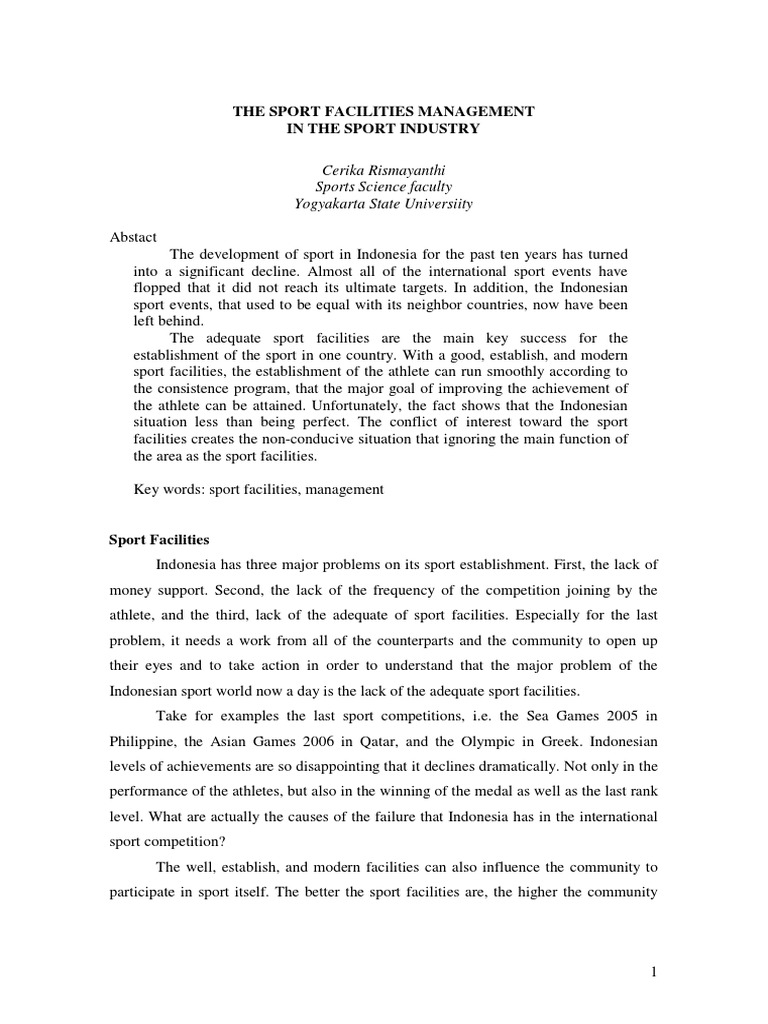 The Sport Facilities Management | PDF | Economic Development | Sports