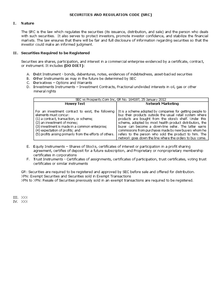 Securities Regulation Code Overview | PDF | Securities (Finance) | Stocks