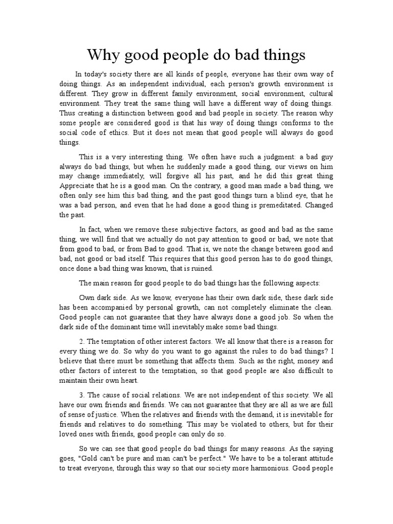 Why Good People Do Bad Things. | PDF | Charitable Organization ...