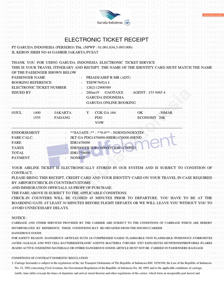 Tiket CGK To PDG Asep R Priadi | PDF | Baggage | Business