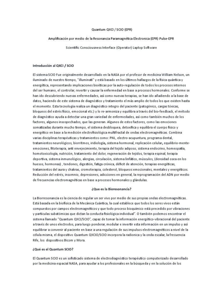 Explicación de Quantum QXCI / SCIO (EPR) | PDF | Resonancia magnética ...