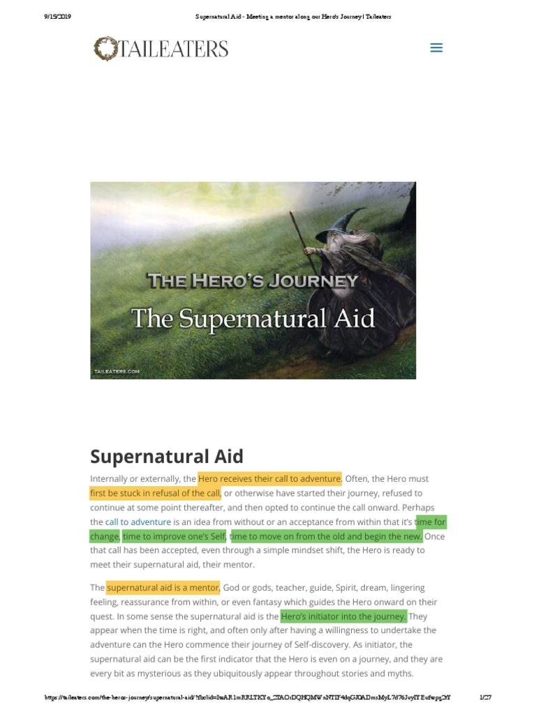 Supernatural Aid - Meeting A Mentor Along Our Hero's Journey ...