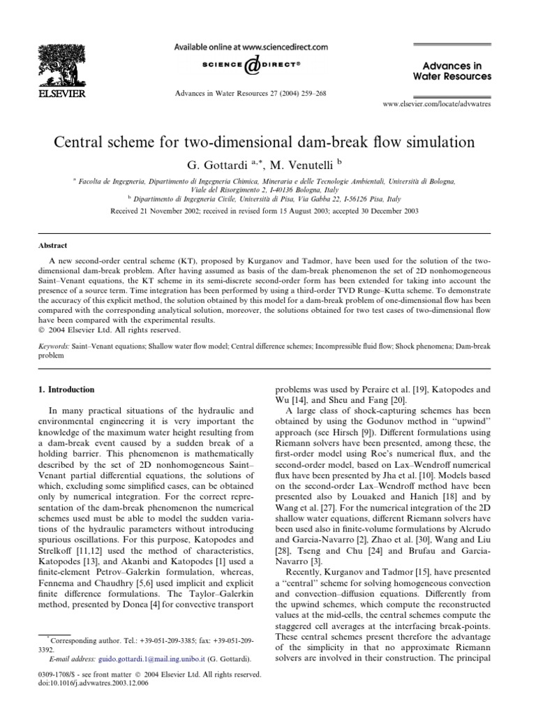 2D Dam-Break Flow Simulation Method | PDF | Differential Equations ...