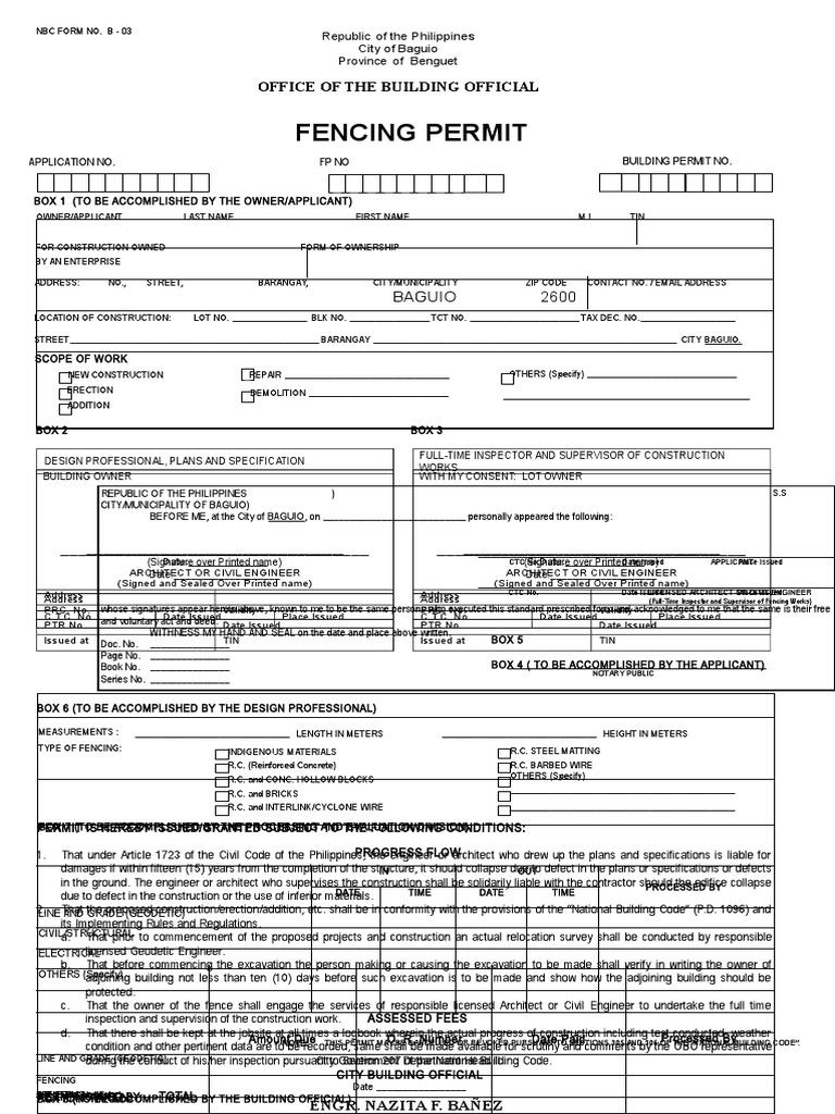 Fencing Permit | PDF | Specification (Technical Standard) | Economic ...
