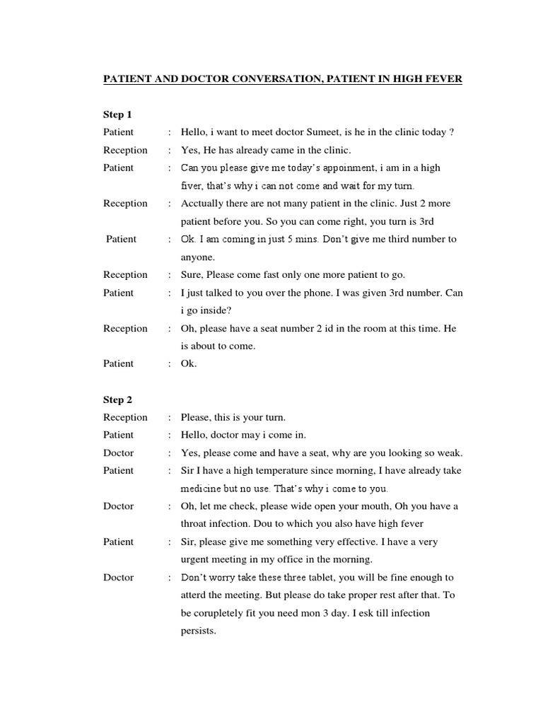 Patient and Doctor Conversation | PDF | Patient | Clinical Medicine