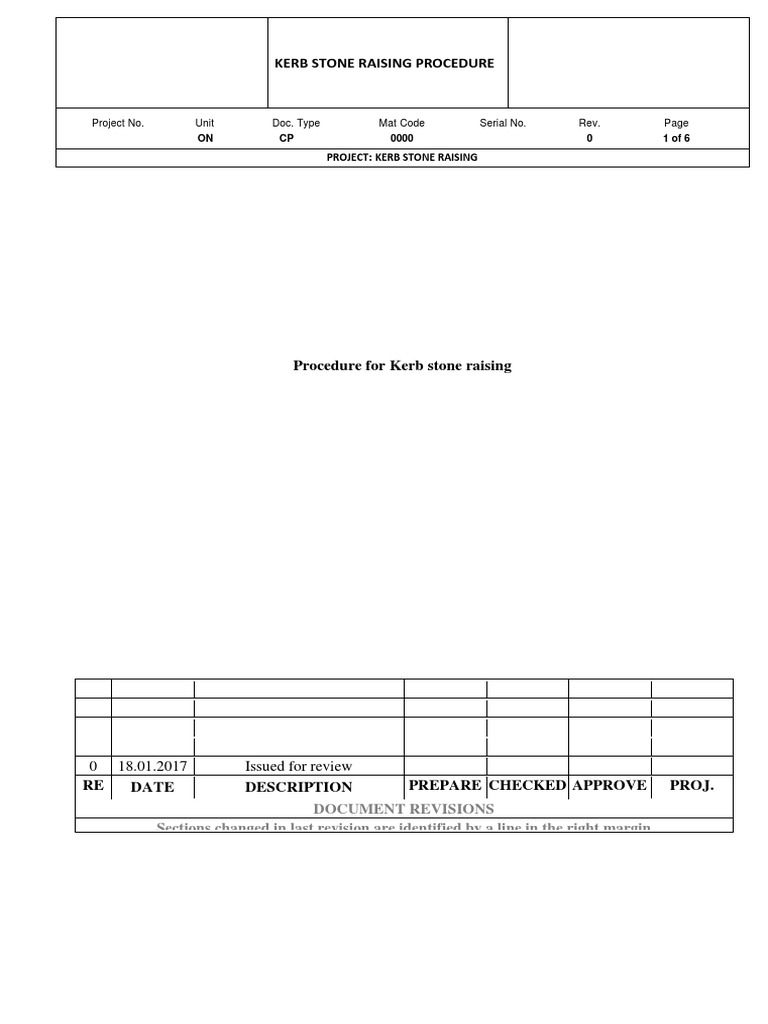 Procedure For Kerb Raising | PDF | Concrete | Cement