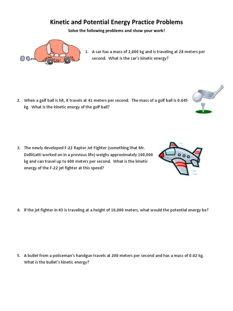 KE and PE Worksheets PDF | PDF