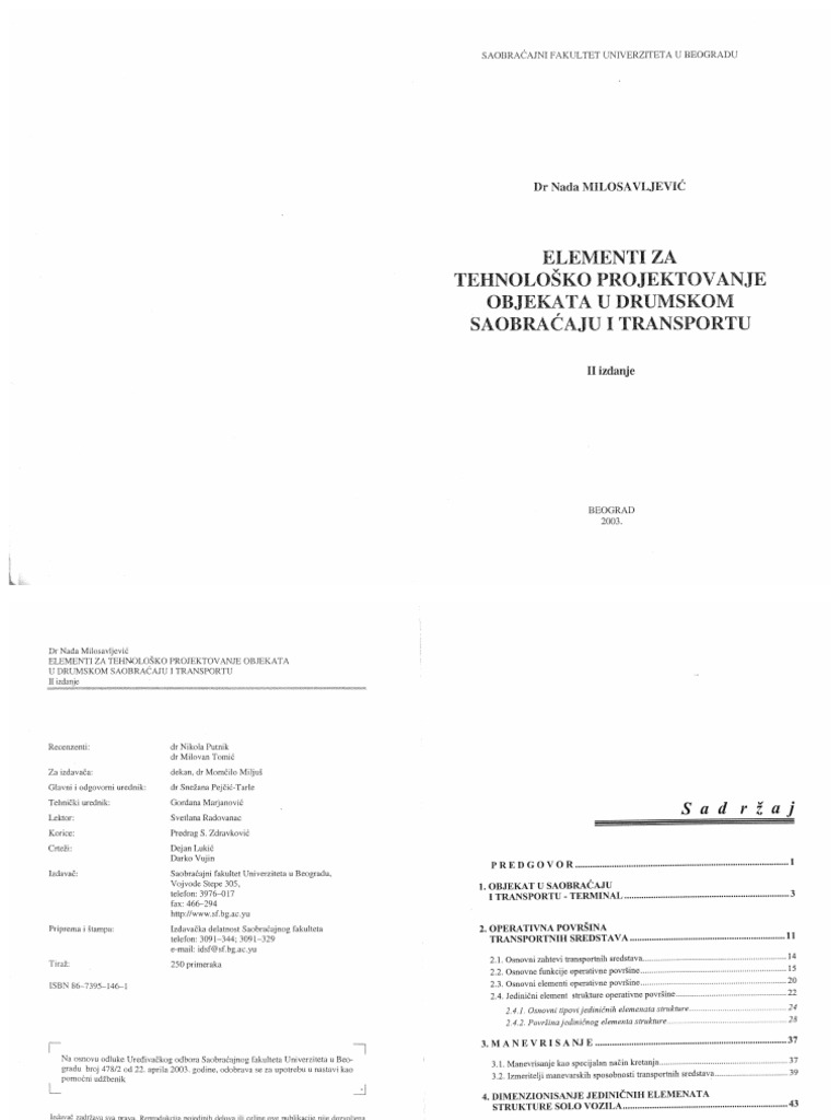 Elementi Za Tehnološko Projektovanje Objekta U Drumskom Saobraćaju I ...