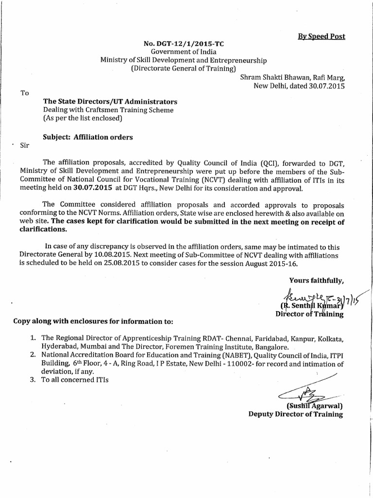 Affiliation Order Gangapur 30.7.15 | PDF