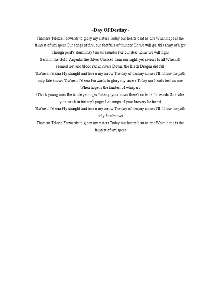 Epic Battle Poem: Day of Destiny | PDF