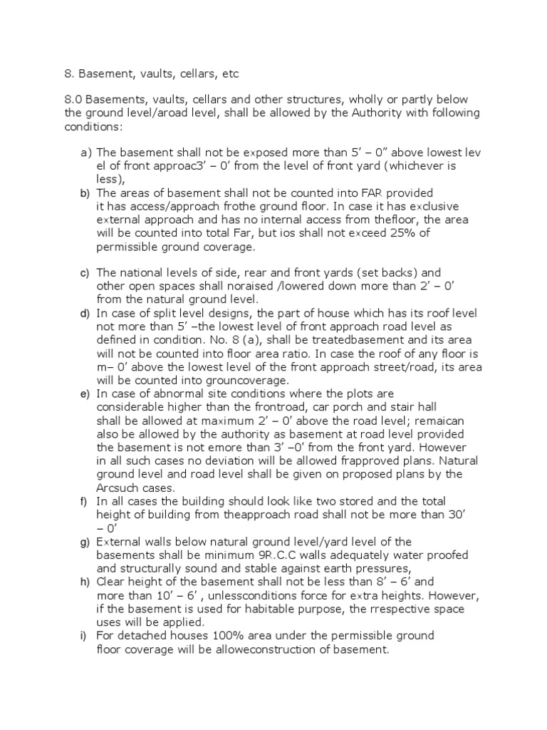 Basement Construction Regulations | PDF | Basement | Buildings And ...