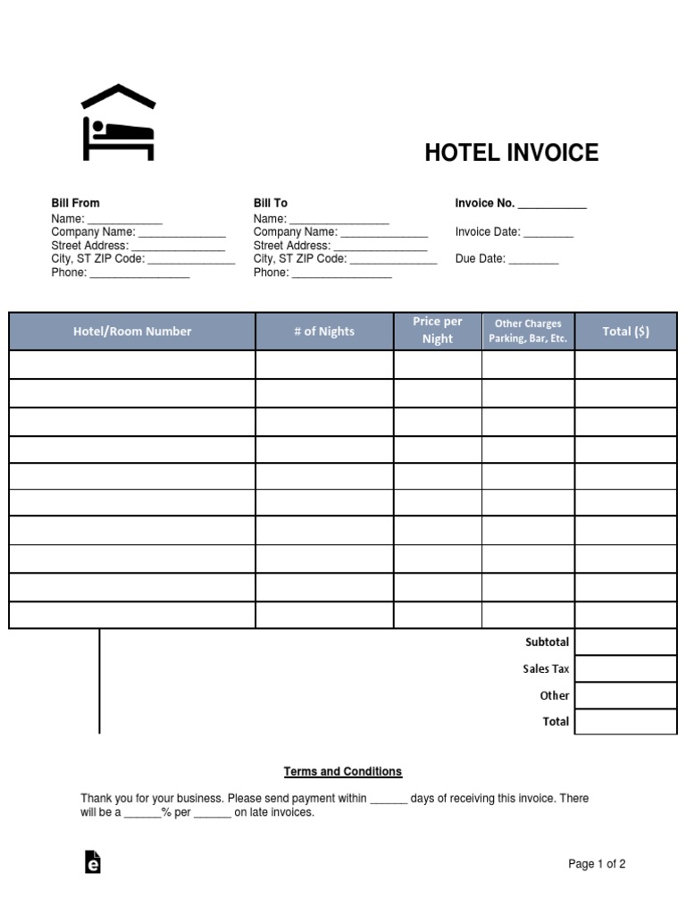 Hotel Invoice Template | PDF | Credit Card | Invoice