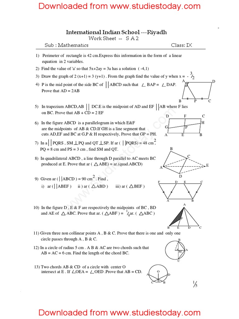 CBSE Class 9 Mathematics Revision Assignments | PDF | Sphere | Circle