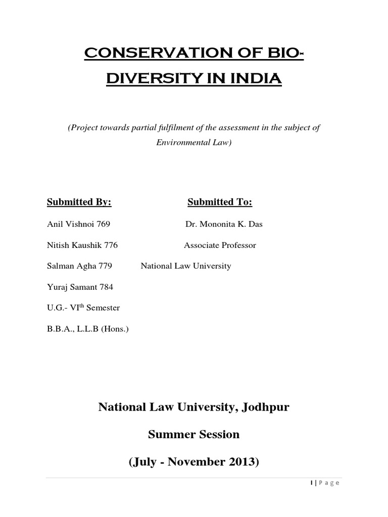 Environment Law Project | PDF | Biodiversity | Conservation Biology