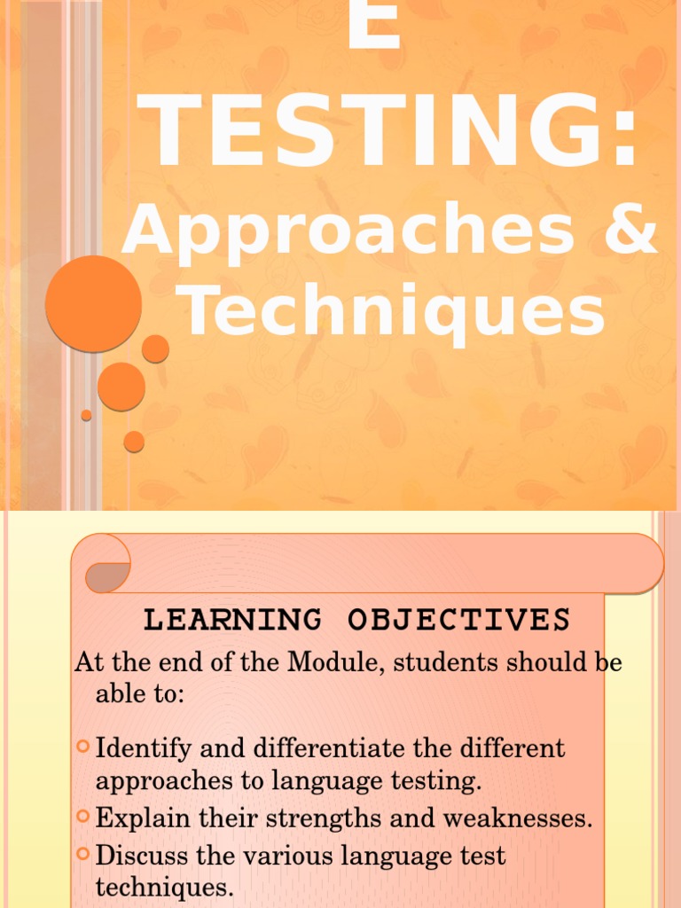 Language Testing - Approaches and Techniques.pptx | Test (Assessment ...