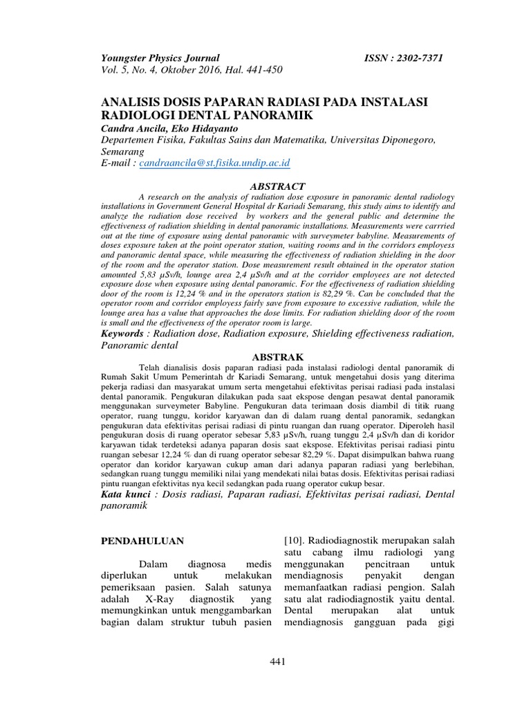 Radiation Dose Analysis of Panoramic Dental Radiology Installations ...