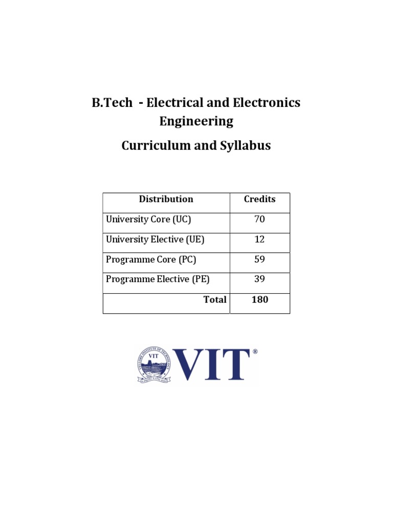 B.Tech - Electrical and Electronics Engineering Curriculum and Syllabus | PDF | Curriculum ...