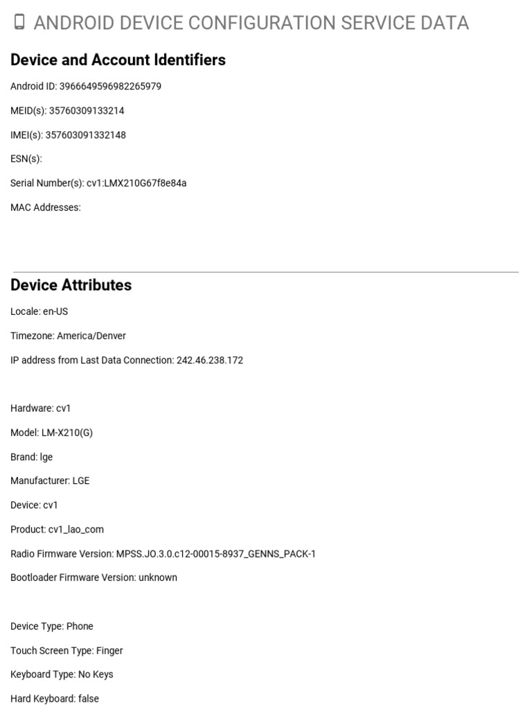 Android Device Configuration Data | PDF | Google Play | Computer Architecture