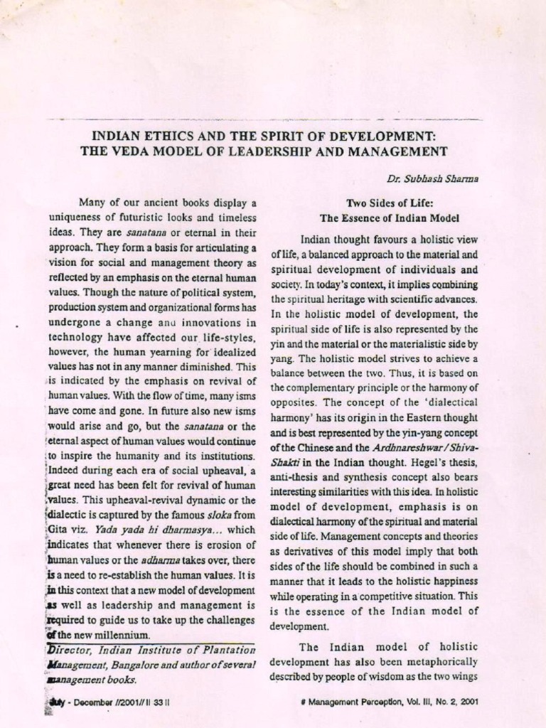 VEDA Model of Leadership and Management Ethics PDF | PDF