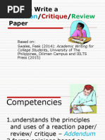 Reaction Paper Format | PDF | Paragraph | Writing
