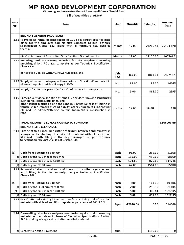 Adb V Boq Format r02 | PDF | Masonry | Road Surface