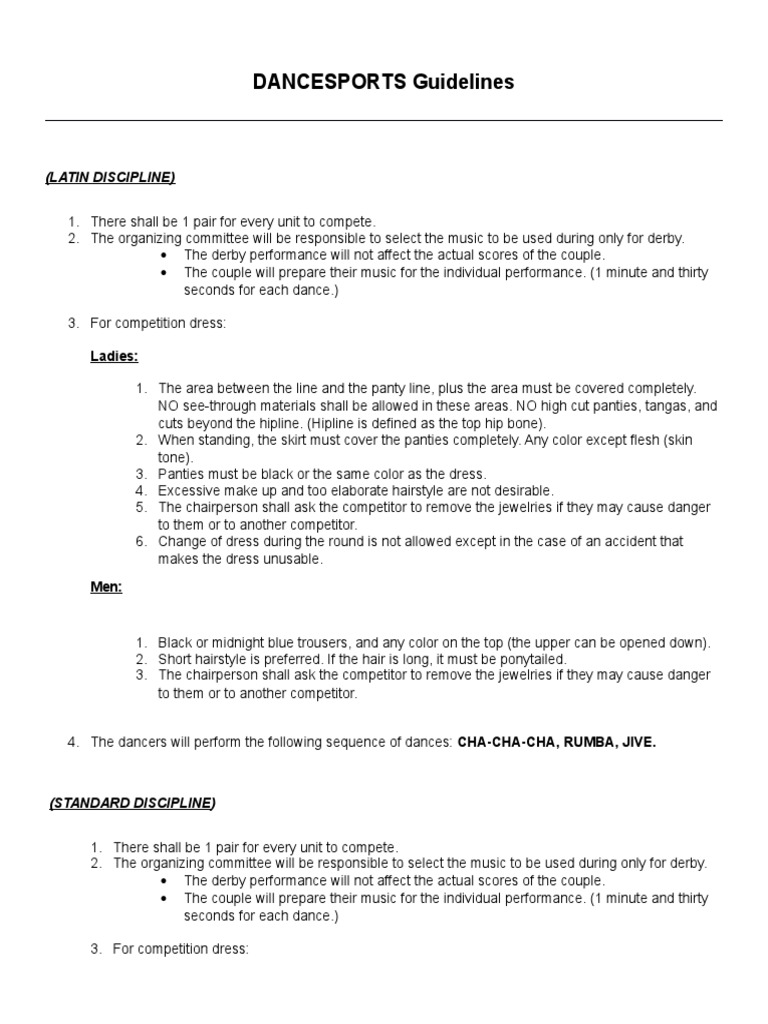 Dancesports Guidlines | PDF | Dances | Clothing