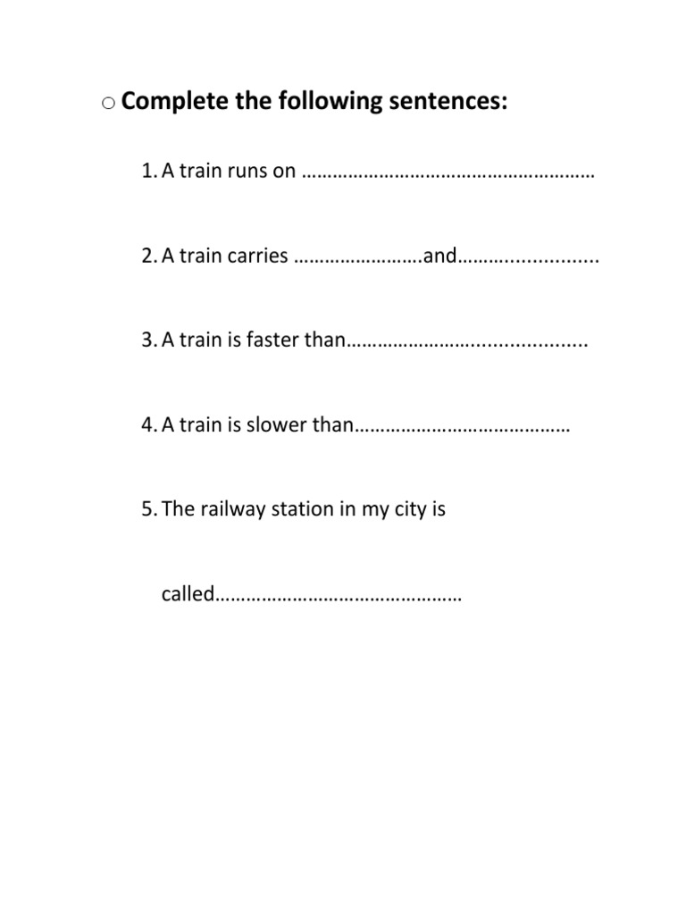 Complete The Following Sentences | PDF