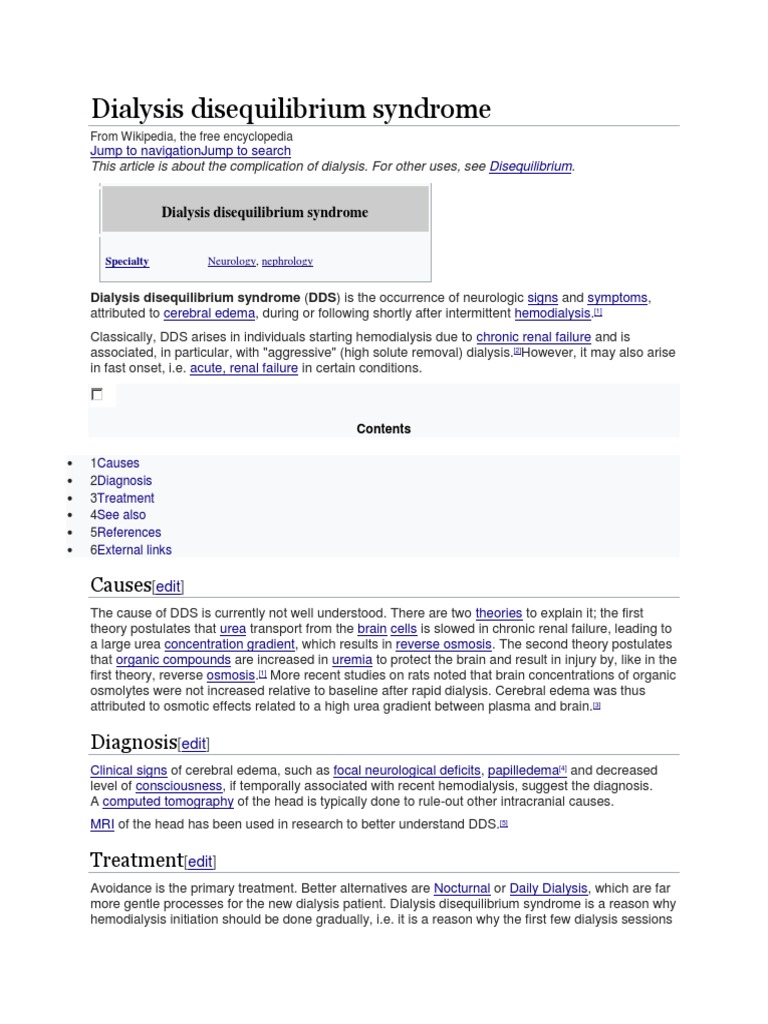 Dialysis Disequilibrium Syndrome | PDF | Nephrology | Clinical Medicine
