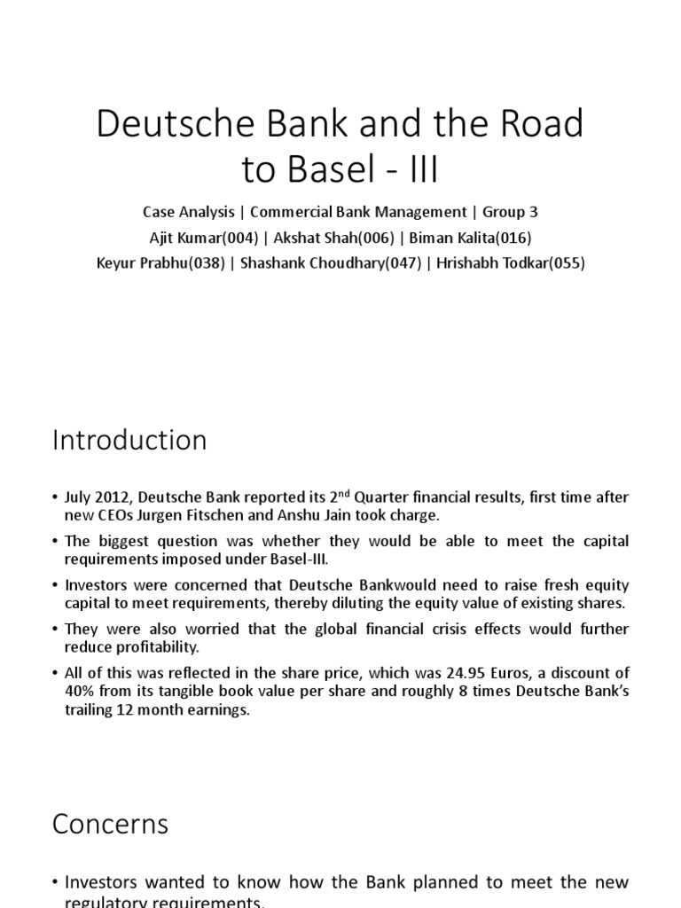 Deutsche Bank and The Road To Basel - III | PDF | Deutsche Bank ...