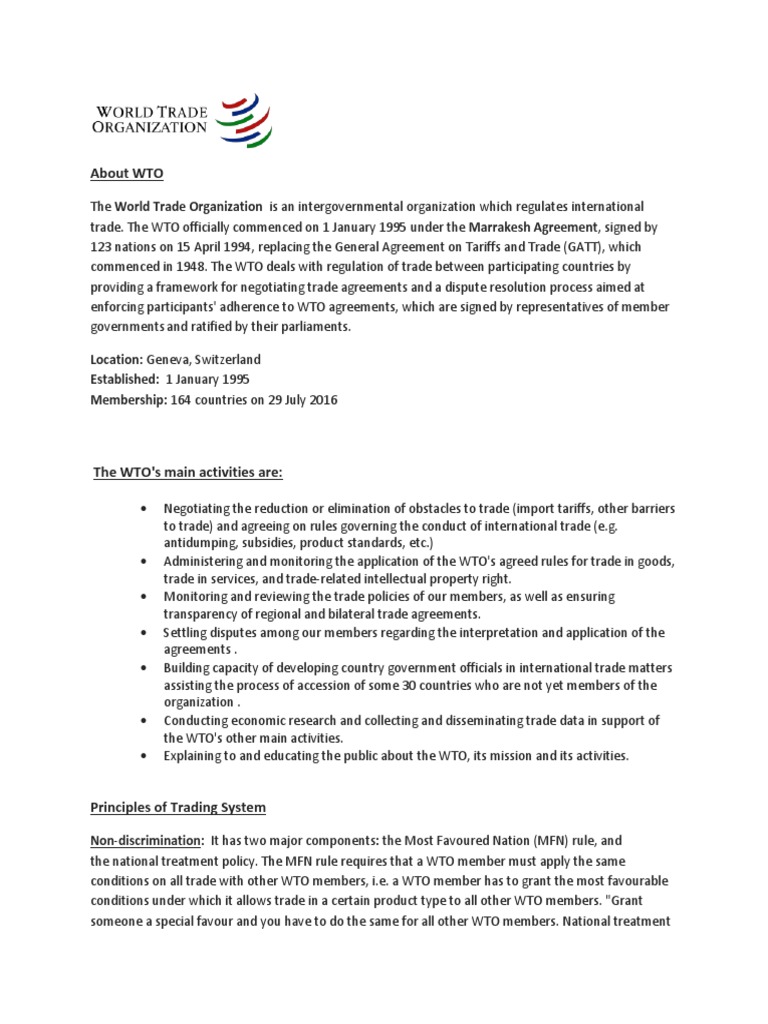 World Trade Organization Pdf World Trade Organization