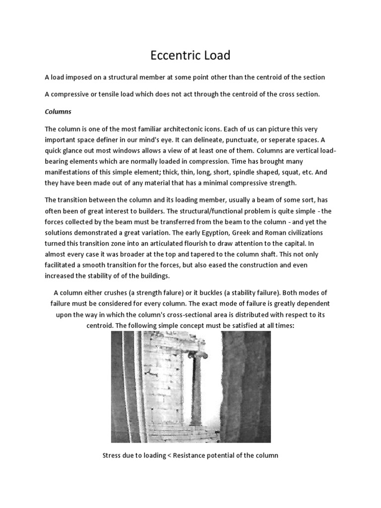 Eccentric Load PDF | PDF | Buckling | Column